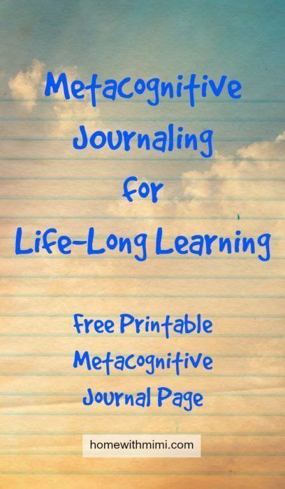 Metacognitive Journal Template Journal Templates