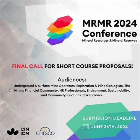 Mrmr2024 Miningconference Shortcourseproposal Mineral Resources And Mineral Reserves