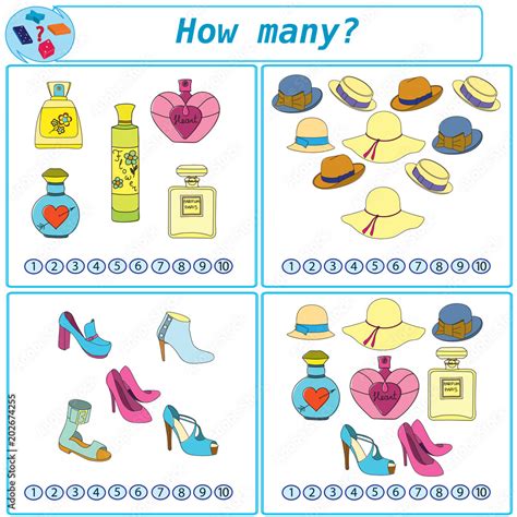 Logical Task Count And Mark The Number Of Objects Stock Vector Adobe