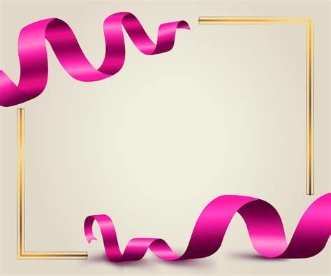 골든 및 핑크 리본 프레임 터 일러스트레이션 프리미엄 벡터