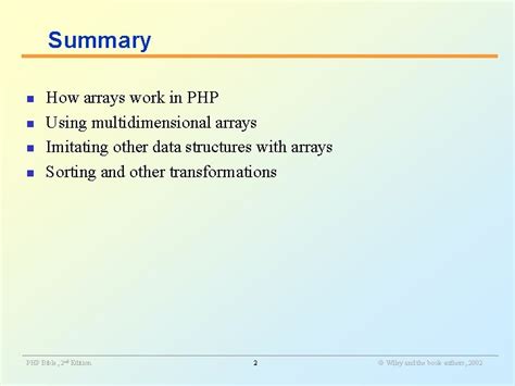 Php Bible Chapter 11 Arrays And Array Functions