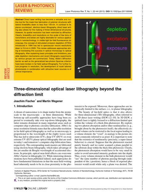 Laser Photonics Reviews 2012 Fischer Three Dimensional Optical