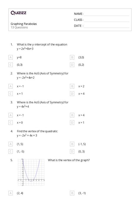 50 Graphing Parabolas Worksheets For 12th Grade On Quizizz Free And Printable