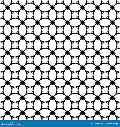 Vector Geometric Floral Pattern Black And White Seamless Texture 125732389