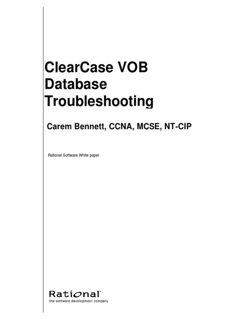 silo tips clearcase vob database troubleshooting carem bennett ccna mcse nt cip pdf