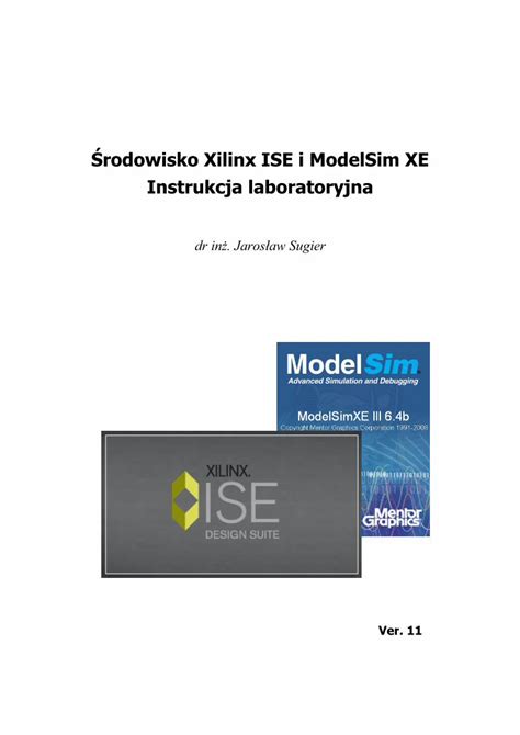 Pdf Środowisko Xilinx Ise I Modelsim Xe Instrukcja Laboratoryjna · J