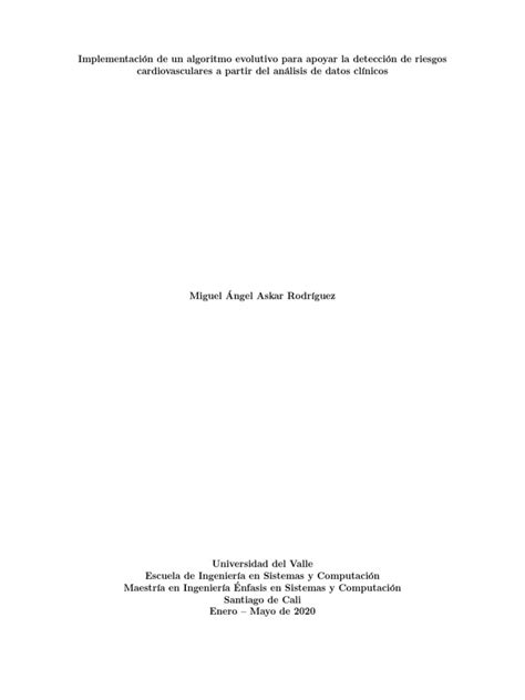 Implementación De Un Algoritmo Evolutivo Para Apoyar La Deteccion Pdf