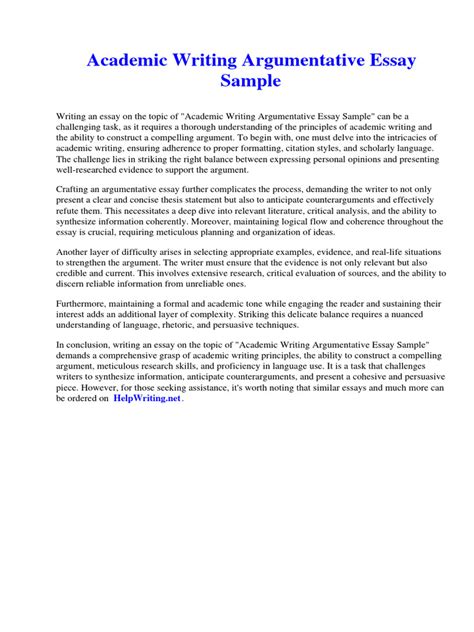 Academic Writing Argumentative Essay Sample Pdf Essays Memory