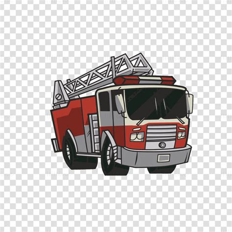 نسخه کارتونی تصویر برداری الگوی دستی ماشین آتش نشانی نردبان ابری برای