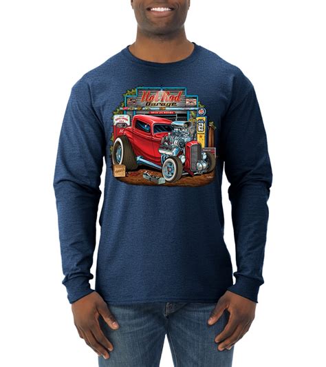 Wild Bobby Vintage Hot Rod Old Garage Cars And Trucks Mens Long Sleeve