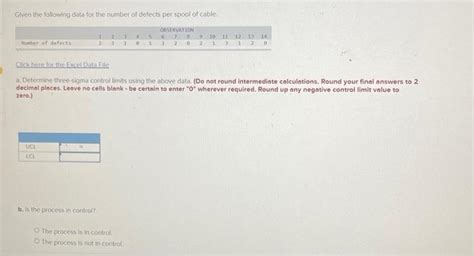 Solved Given The Following Data For The Number Of Defects Chegg