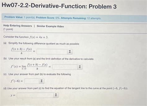 Solved Consider The Function F X 4x 3 A Simplify The