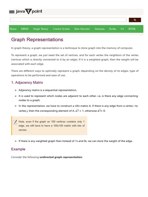 Graph Representations Pdf