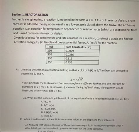 Solved Section REACTOR DESIGN In Chemical Engineering A Chegg