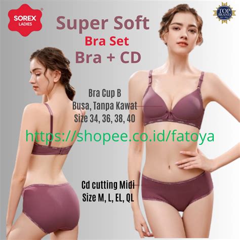 Jual Sorex Bra Set Super Soft Tanpa Kawat Bra Cd Bra Cup B Cd