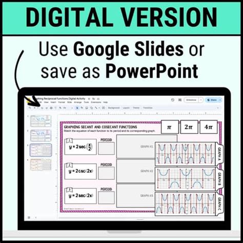 Graphing Reciprocal Trigonometric Functions Activity Print And Digital