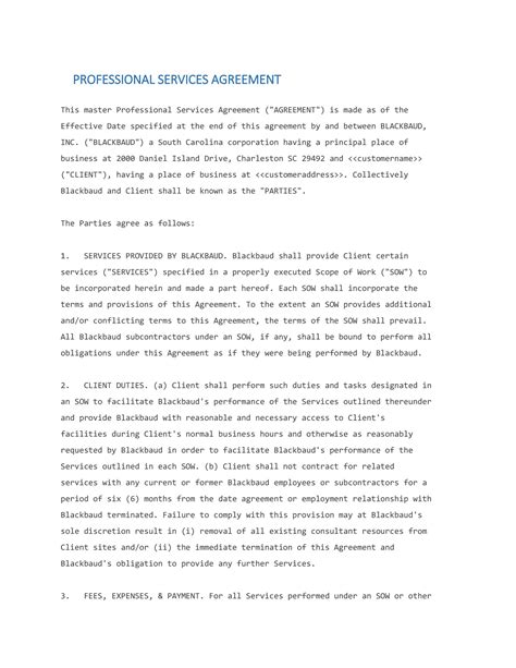 50 Professional Service Agreement Templates Contracts