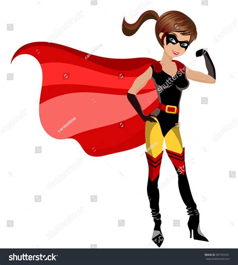 Superhero Sexy Beautiful Woman Showing Her Stock Vector 307783181