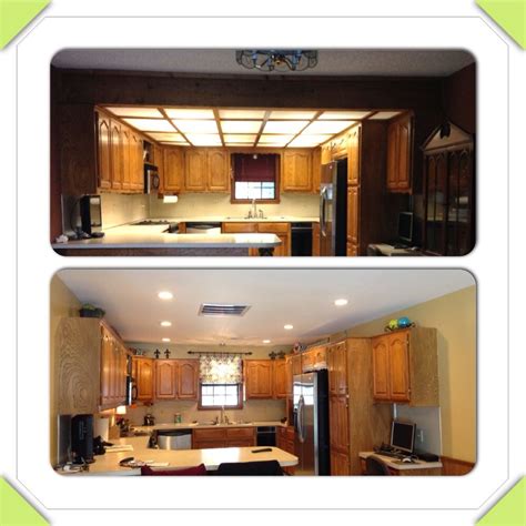 1980s Drop Ceiling Kitchen Remodel Before And After Replacing