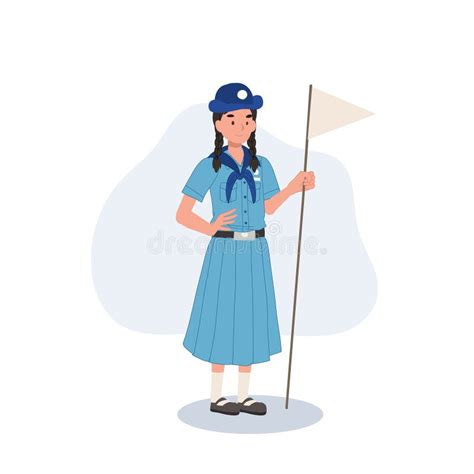 Thai Girl Scout In Uniform Holding Flag Cultural Symbolism In Scout Stock Image Image Of