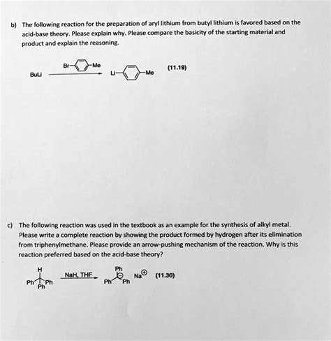 solved the following reaction for the preparation of aryl iithium from