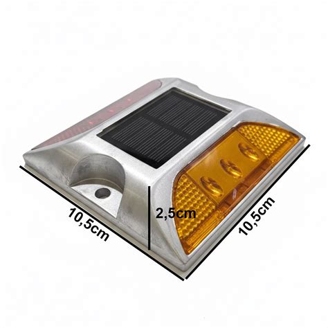Tacha Solar Sinalizador Viario Olho De Gato Kit 2 Uni Estrada Rodovia