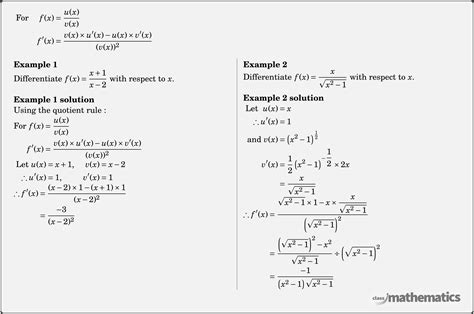Quotient Rule Maths Advanced Year 11 Nsw
