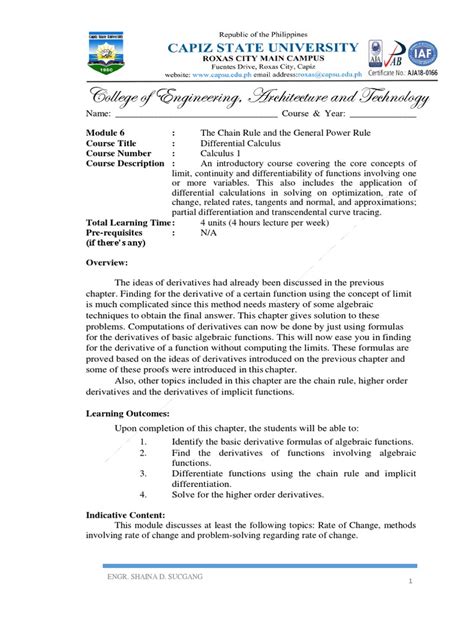 Module 6 Descargar Gratis Pdf Derivative Differential Calculus