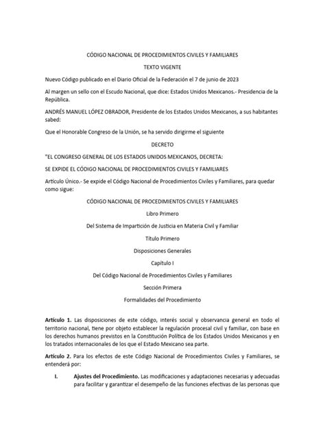 Código Nacional De Procedimientos Civiles Pdf