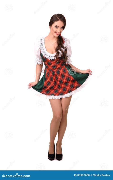 Bella Giovane Ragazza Castana Sexy In Costume Tedesco Tradizionale Fotografia Stock Immagine