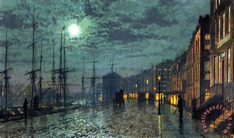 John Atkinson Grimshaw City Docks By Moonlight Painting City Docks By