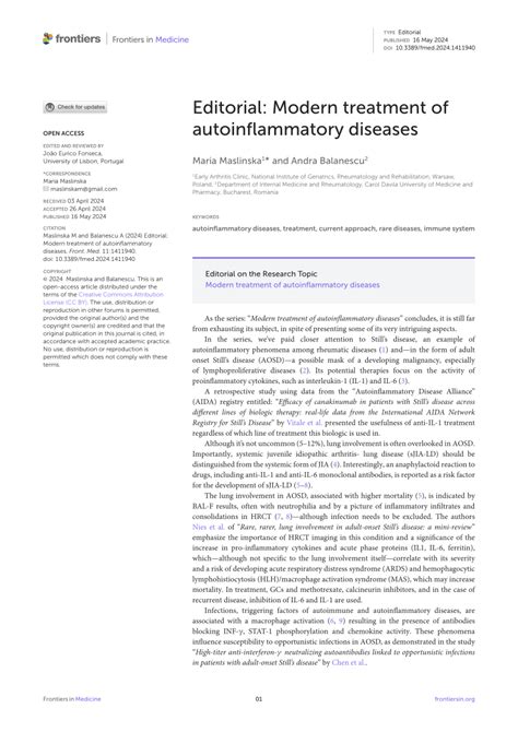 Pdf Editorial Modern Treatment Of Autoinflammatory Diseases