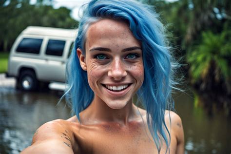 Blue Haired Nude In Flooding Swamp 1 By Wongkarwyoming On Deviantart