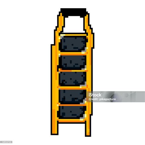 Stairs Step Ladder Safety Game Pixel Art Vector Illustration Stock