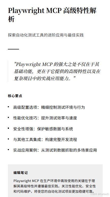 深入探索 Playwright Mcp：高级特性与实战应用playright Mcp Csdn博客
