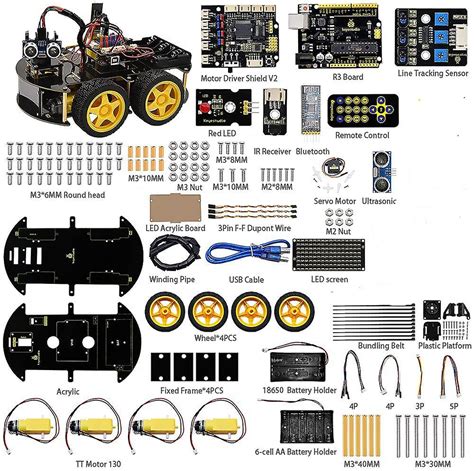 Smart Car Robot 4wd Programmeerbare Diy Starter Kit Voor Arduino Voor