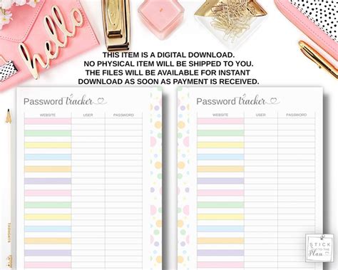 A5 Password Tracker Printable Half Letter Password Book Etsy
