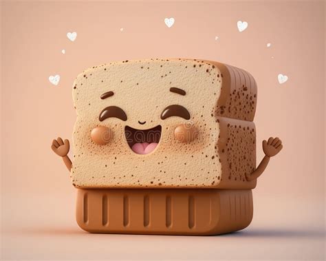 Cute Bread Sweet Smile Isolated 3d Render Style Ai Generated Stock Illustration Illustration