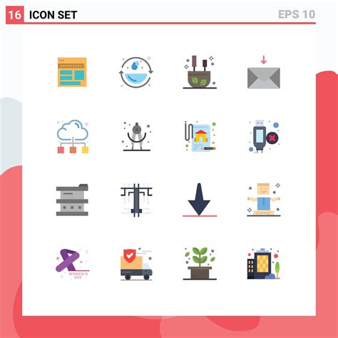 16 User Interface Flat Color Pack Of Modern Signs And Symbols Of Receive Mail Ecology Sticks