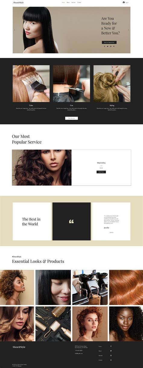 The Hair Salon Website Is Shown With Multiple Images And Text As Well As An Image Of