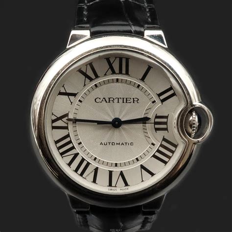 까르띠에 36mm 스틸 오토매틱 발롱 블루 드 까르띠에 남녀공용 가죽밴드 시계 Cartier 남성시계 원래 명품은 필웨이 Feelway