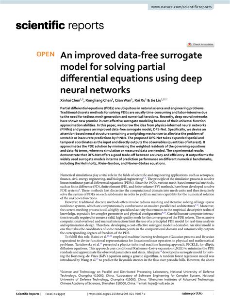 PDF An Improved Data Free Surrogate Model For Solving Partial Differential Equations Using