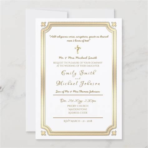 Catholic Wedding Invitation Formal With Verse Uk