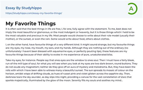 My Favorite Things Essay Example