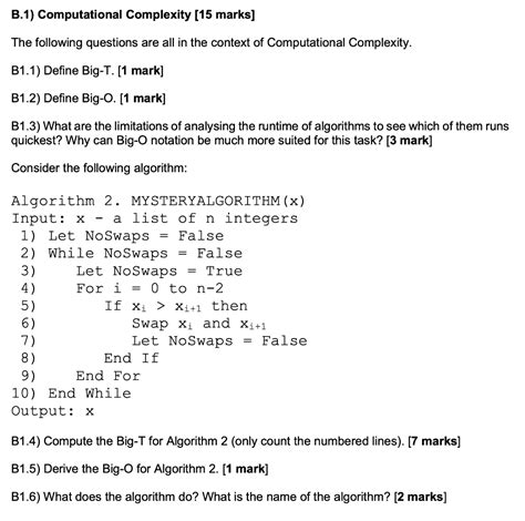Solved B1 Computational Complexity 15 Marks The