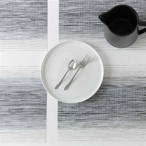 Set Of 6 Otto Black Ombre Woven Vinyl Placemats 13x18
