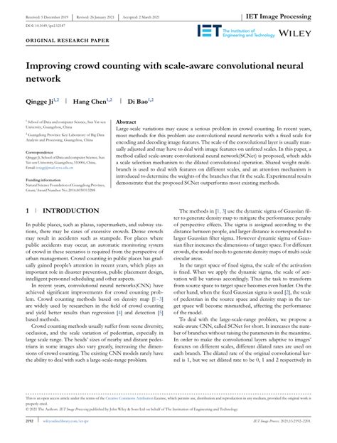 Pdf Improving Crowd Counting With Scale‐aware Convolutional Neural Network