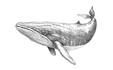Whale Sketch Hand Drawn Underwater World Illustration Stock Vector