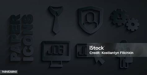 검색 작업 장비를 가진 사람 사업가 사용자 보호 및 넥타이 아이콘을 설정합니다 벡터 3차원 형태에 대한 스톡 벡터 아트 및 기타 이미지 3차원 형태 개념 검색