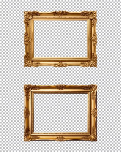 Premium Psd Antique Gold Picture Rectangular Frames Isolated On A